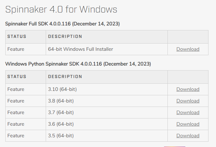 Spinnaker SDKをpythonセットアップ